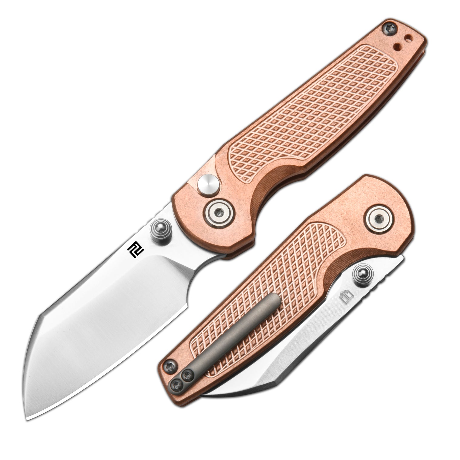 Artisan Cutlery Cleo 1871G-CO CPM S90V Blade Copper Handle Folding Kni ...
