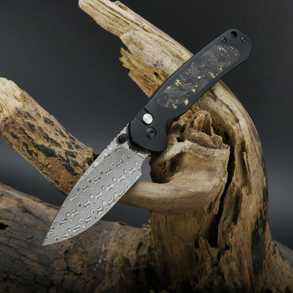 CJRB PYRITE J1925T-DGCF DAMASCUS BLADE TITANIUM HANDLE FOLDING KNIVES(