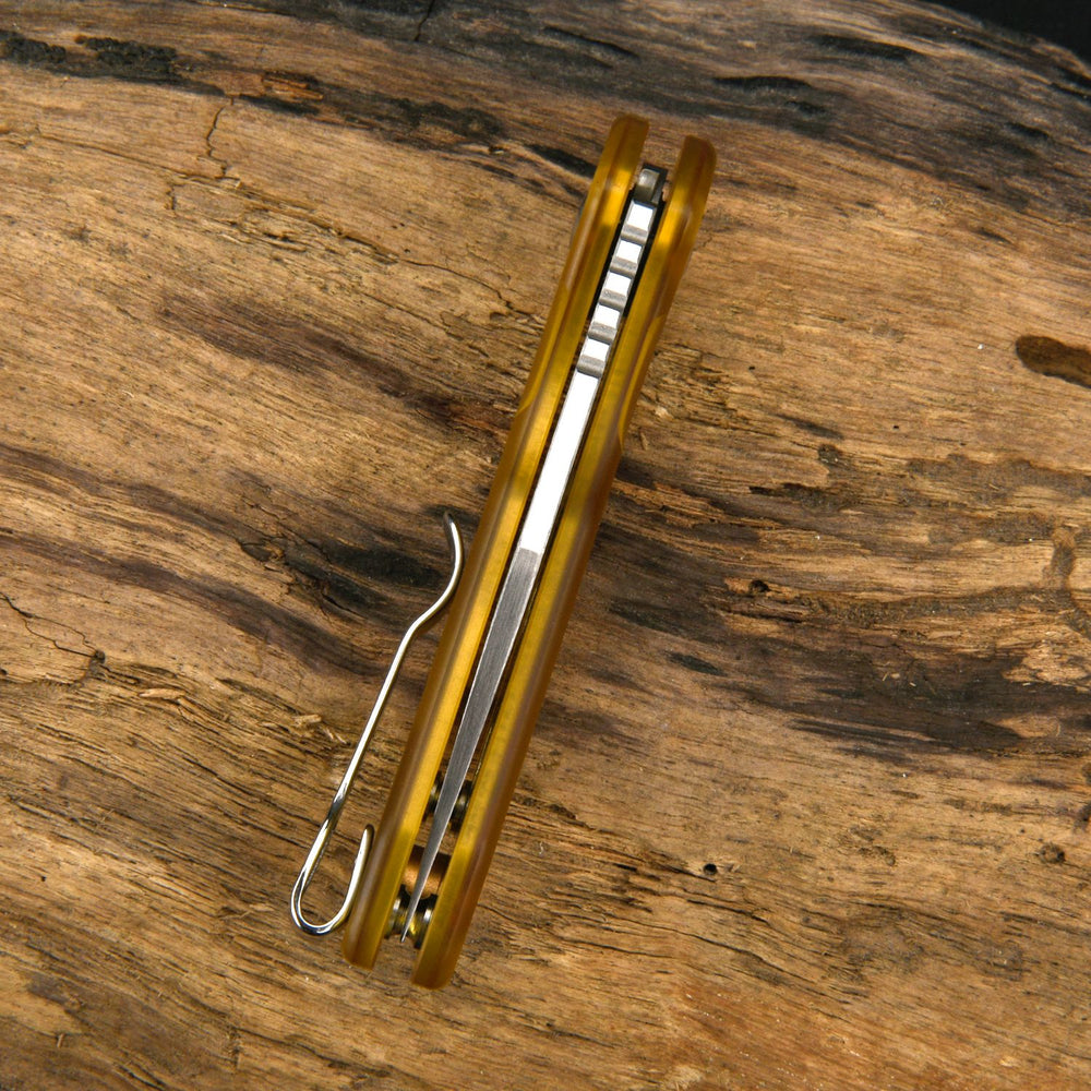 CJRB Mini Pyrite J1933 AR-RPM9 Powder Steel Blade Ultem Handle Folding