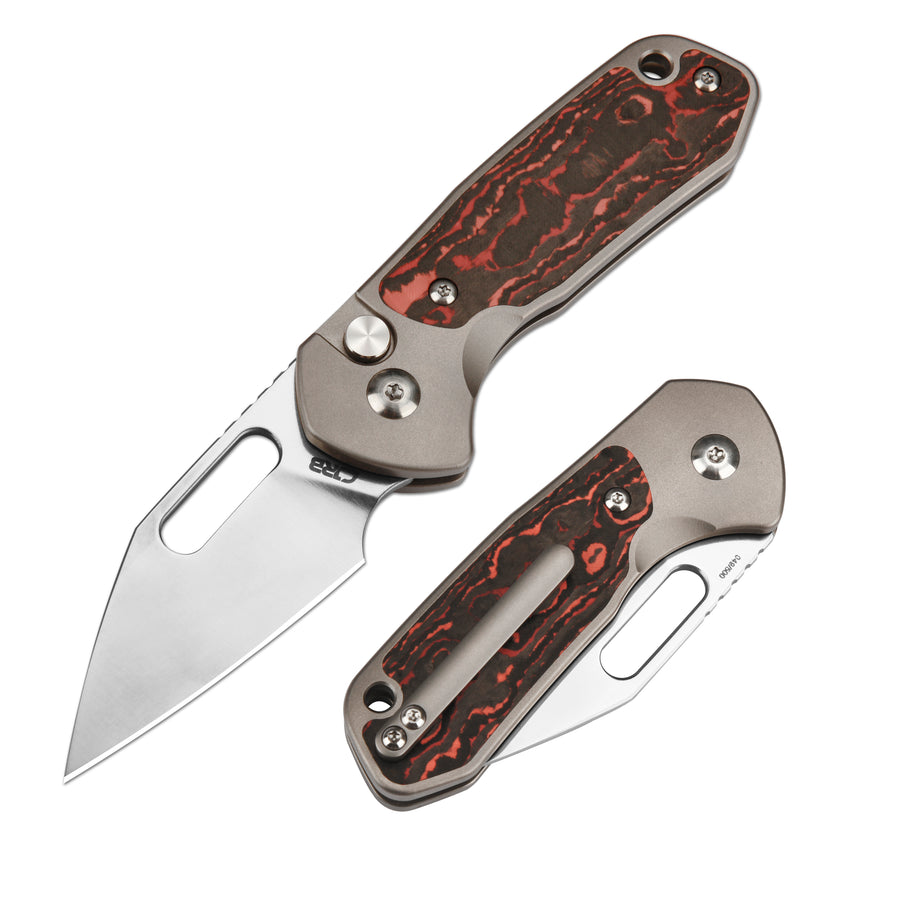 CJRB Mini Pyrite J1933 CPM S90V Blade Titanium and Fat Carbon Handle F ...